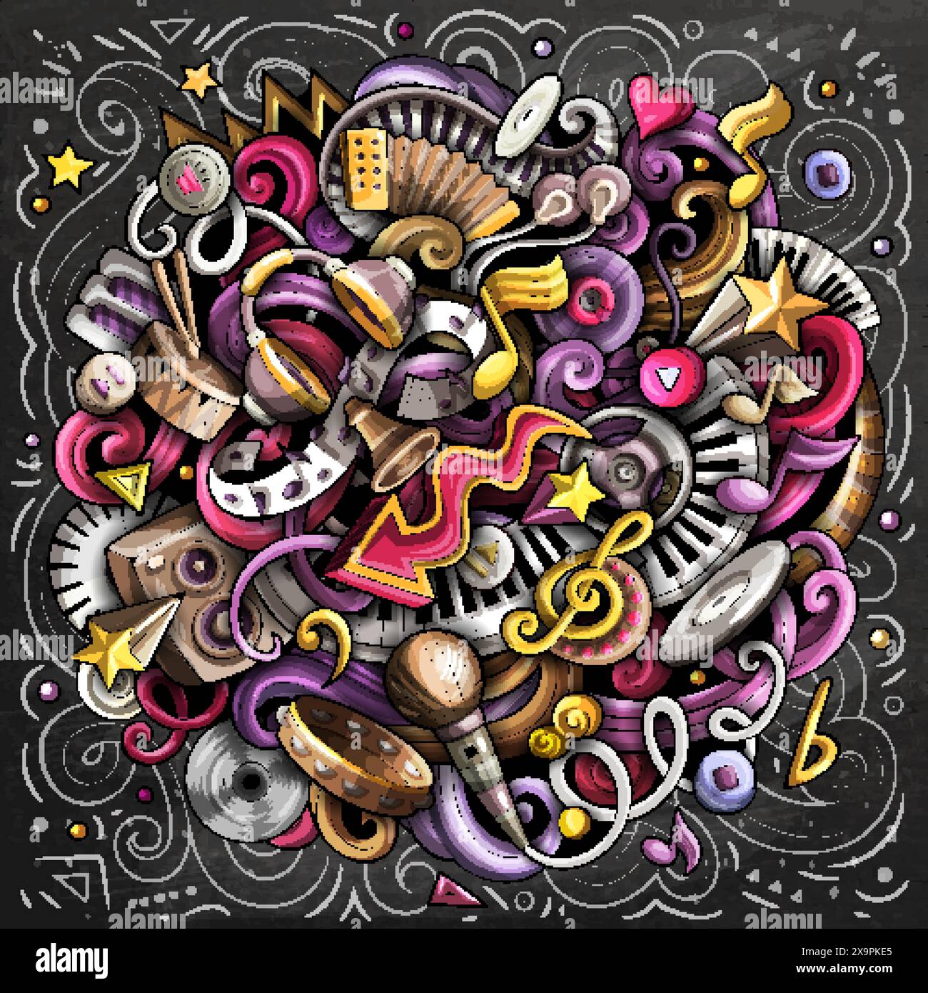 Music hand drawn vector doodles illustration. Musical design. Sound ...