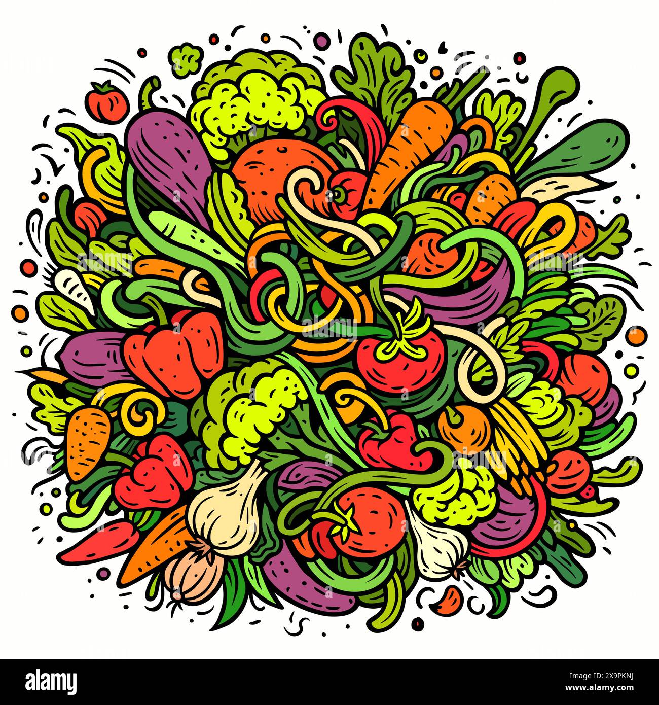 Vegetables cartoon vector doodles illustration. Nature food elements ...