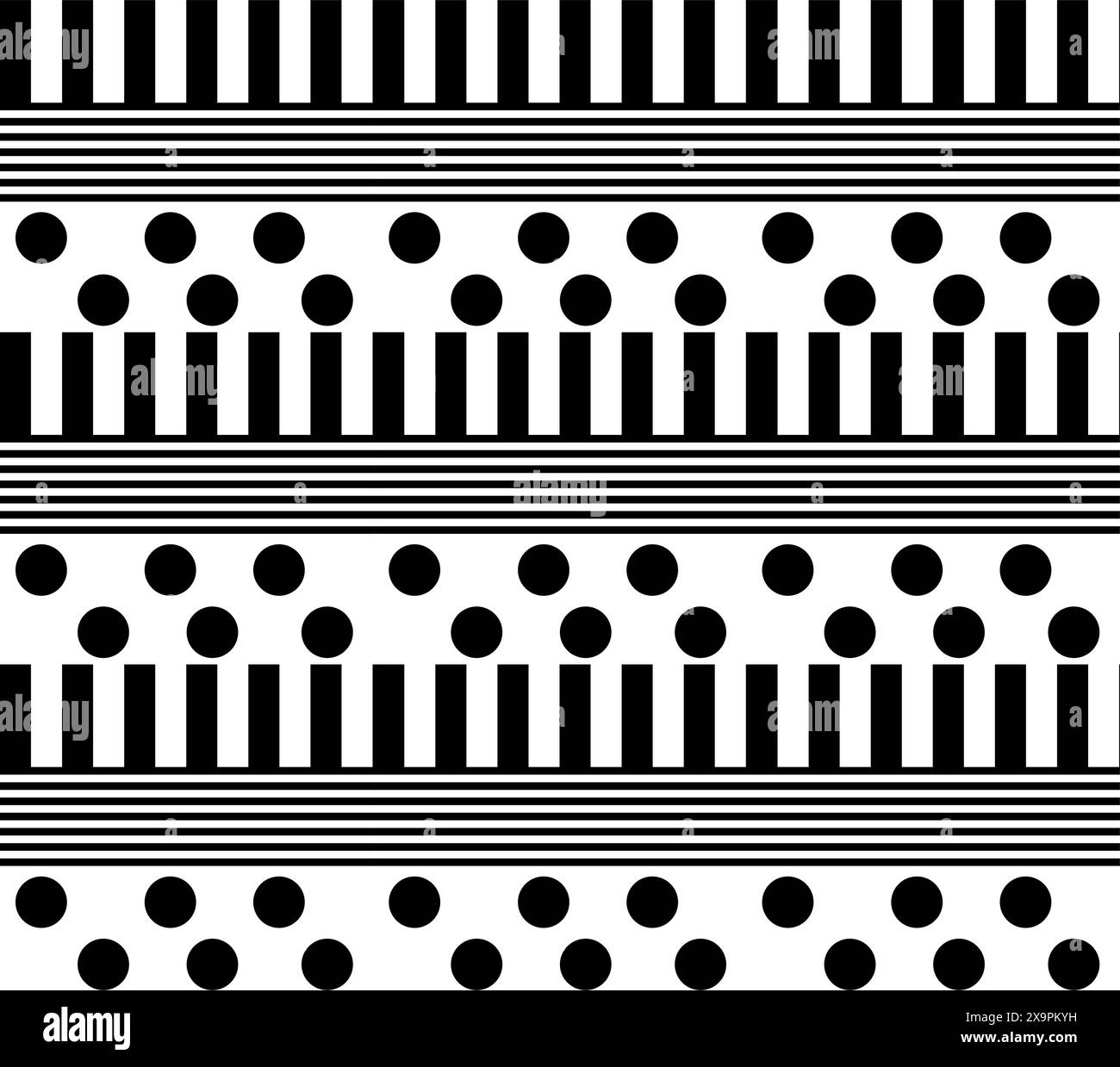Black lines and dots on white background. Striped and spotted wallpaper ...
