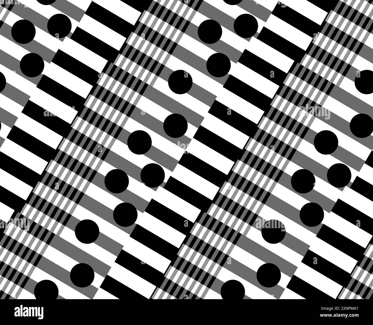 Black lines and dots on white background. Striped and spotted wallpaper ...
