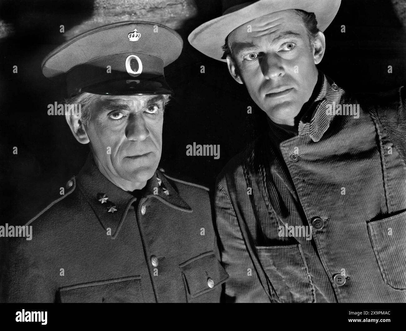 Boris Karloff, Marc Cramer, on-set of the film, "Isle Of The Dead", RKO ...