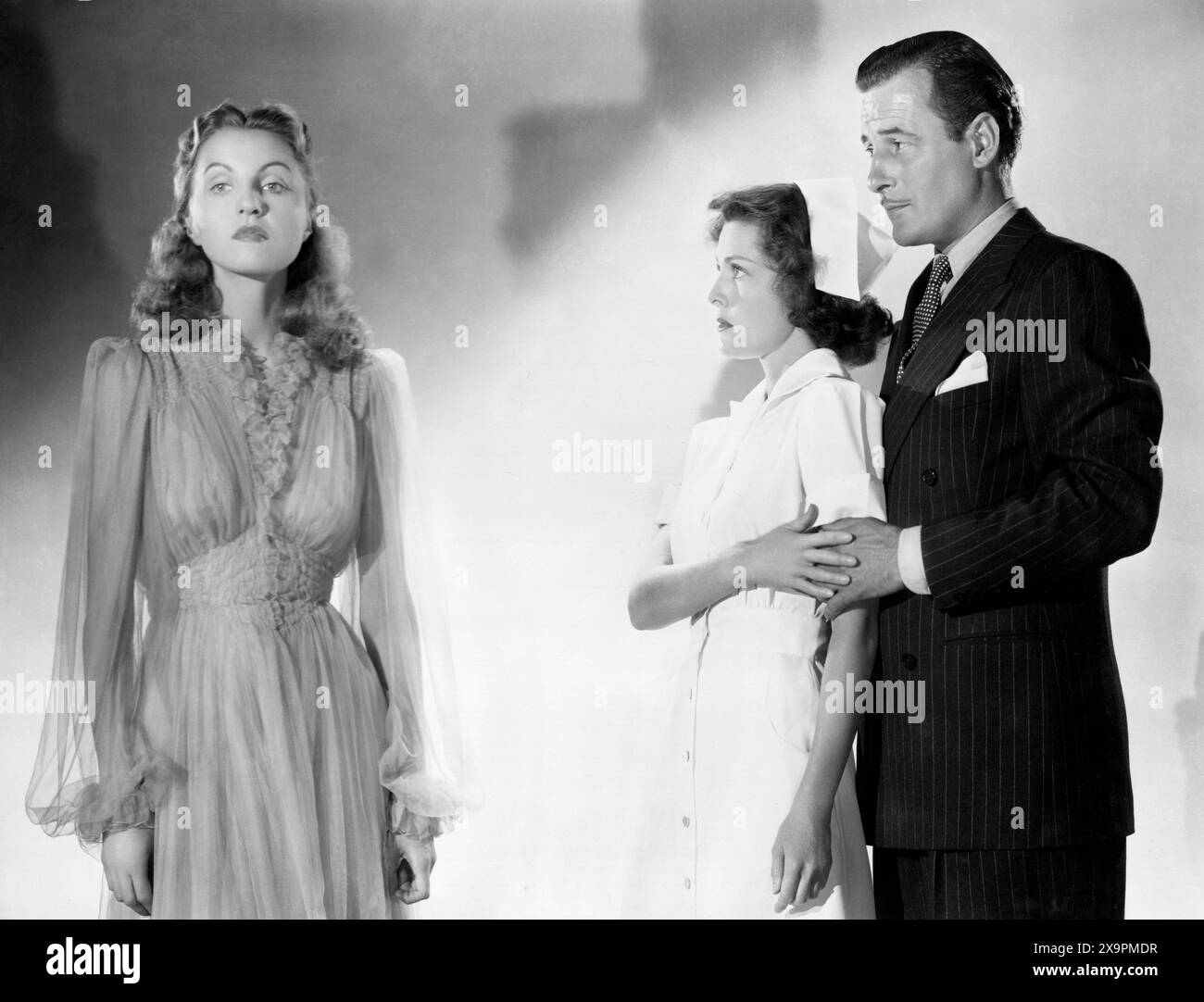 Christine Gordon, Frances Dee, Tom Conway, on-set of the film, "I ...