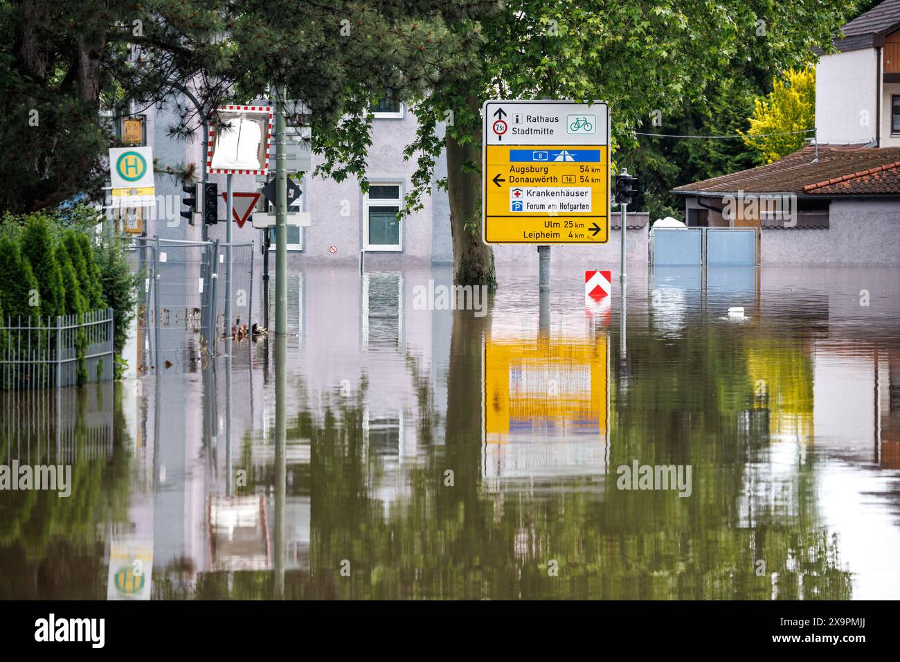 02 June 2024, Bavaria, Günzburg: The main road near the Danube bridge ...