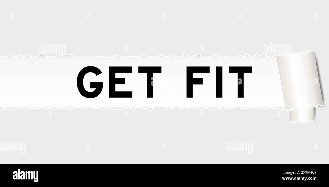 Ripped gray paper background that have word get fit under torn part ...