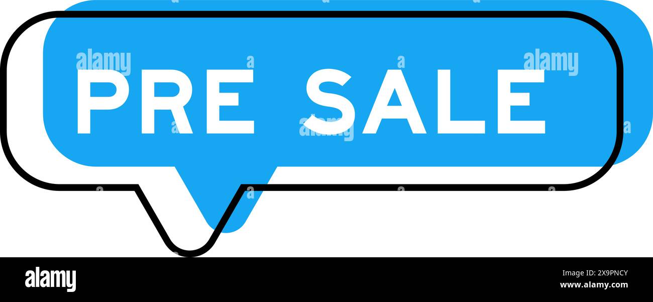 Speech banner and blue shade with word pre sale on white background ...