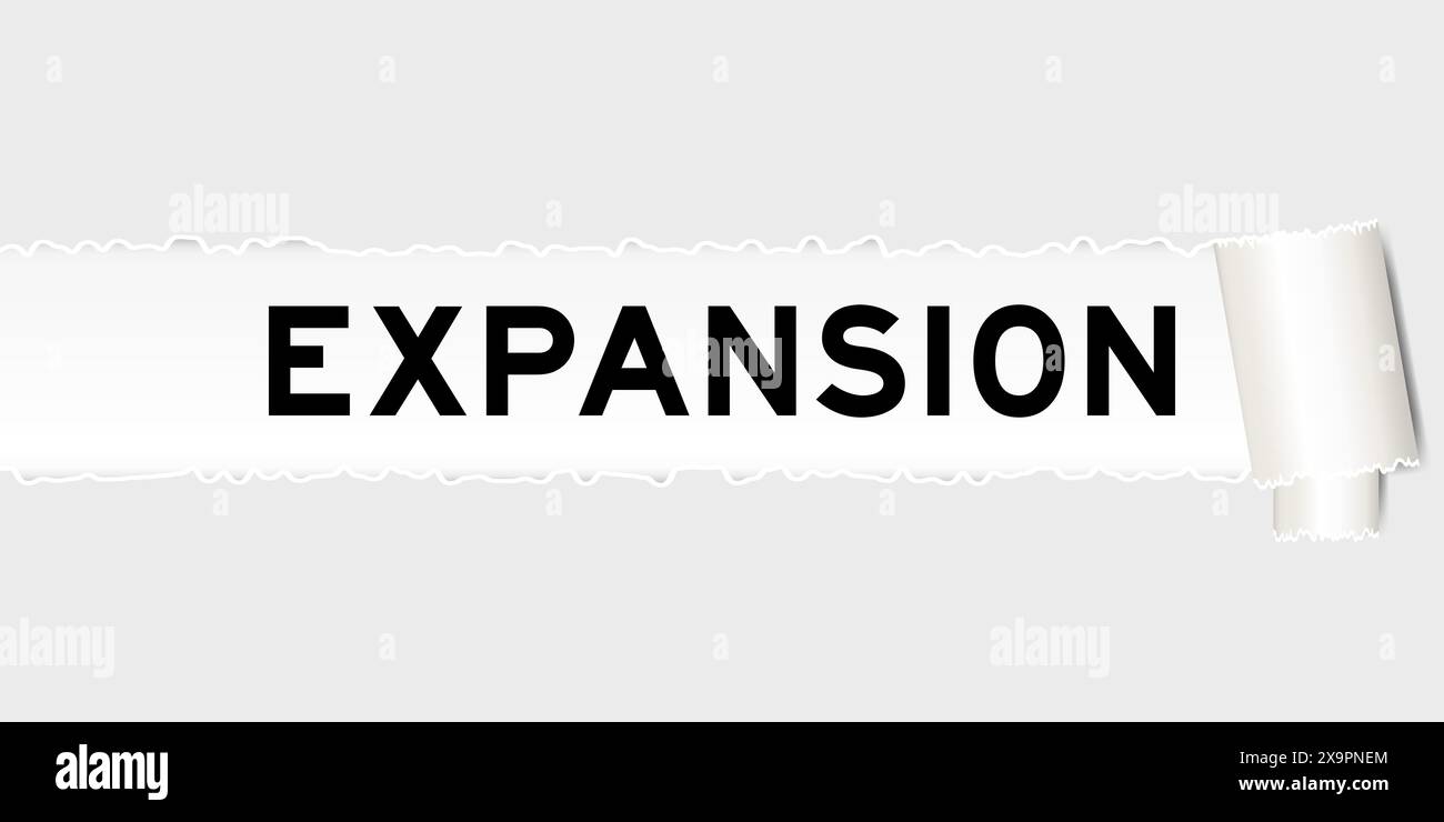 Ripped gray paper background that have word expansion under torn part ...