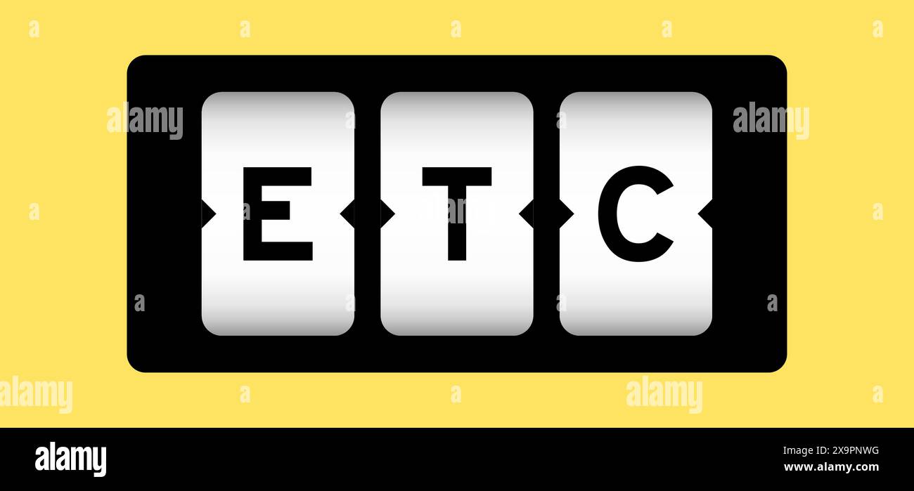 Black color in word ETC (abbreviation of et cetera) on slot banner with ...