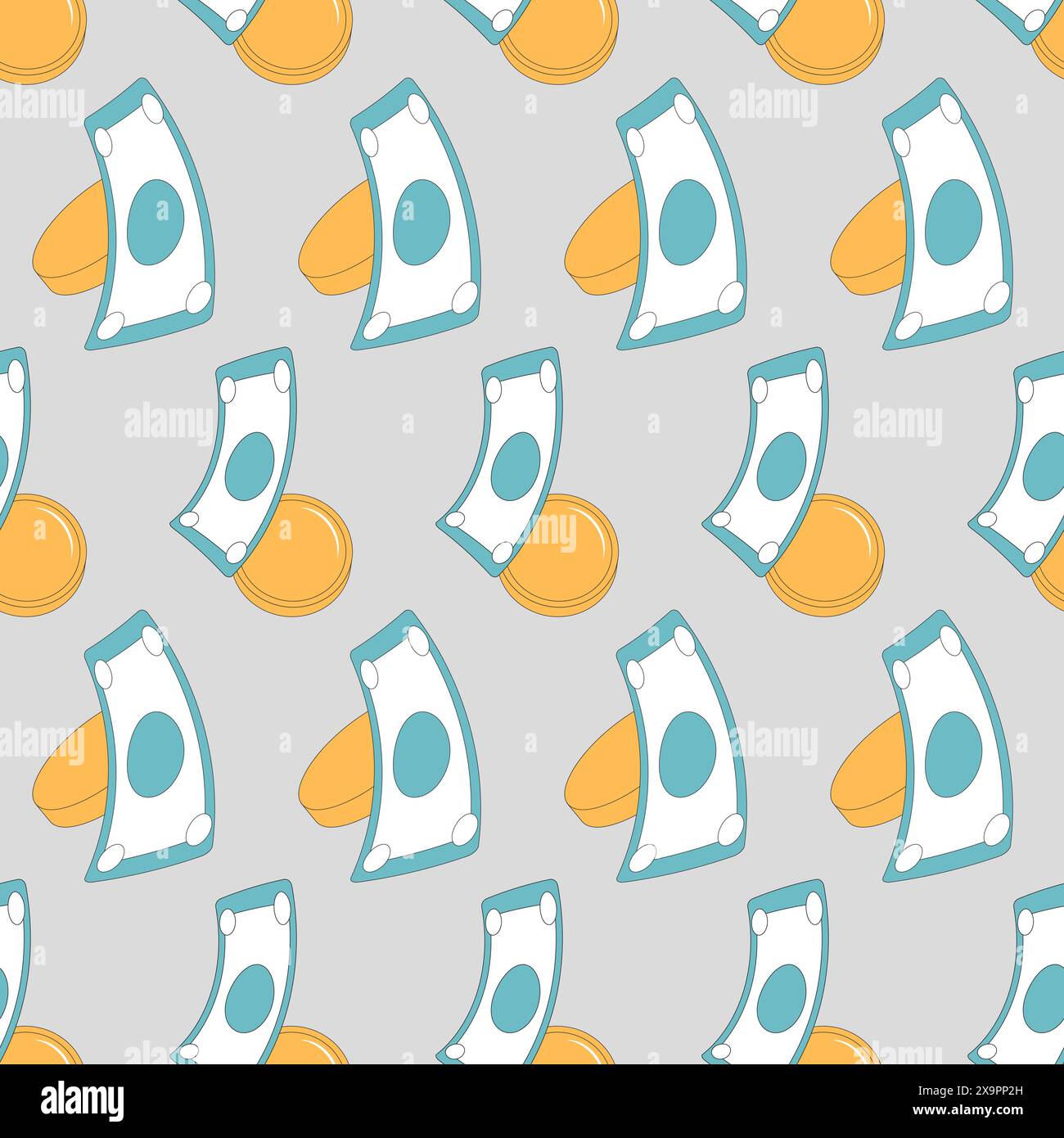 Money seamless pattern. Cash loop background. Vector outline flat ...