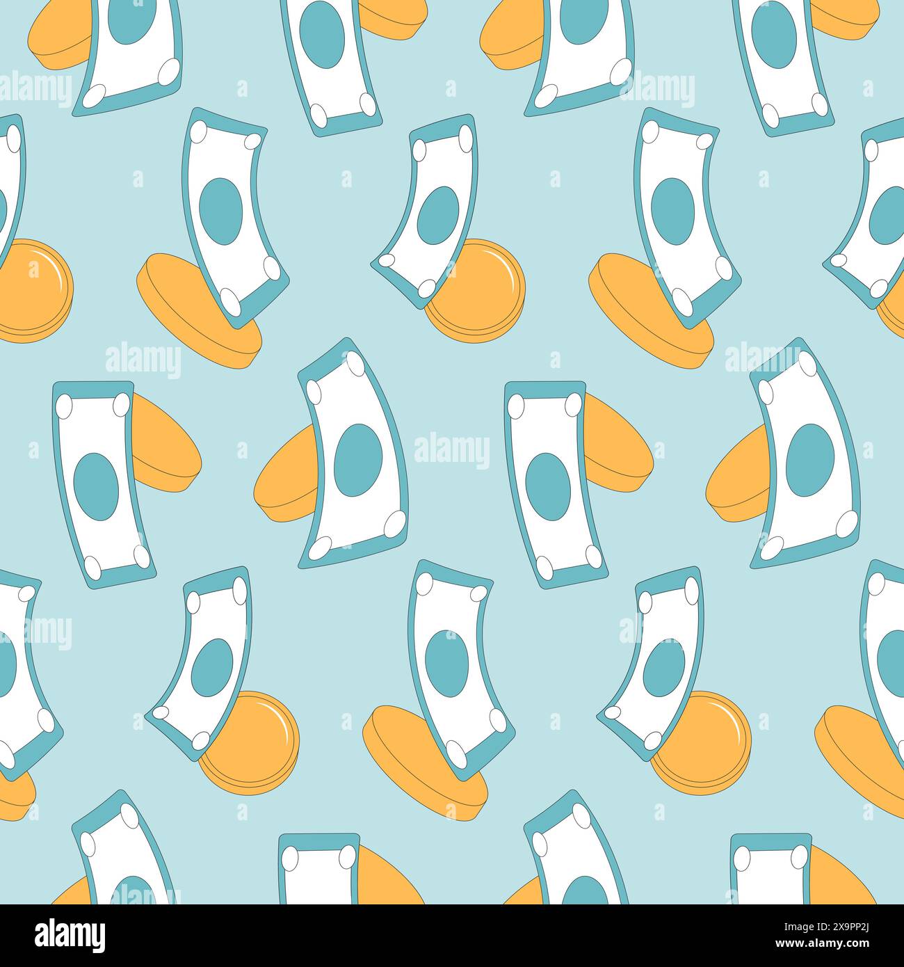 Cash money seamless pattern. Coins and notes repeat background. Vector ...