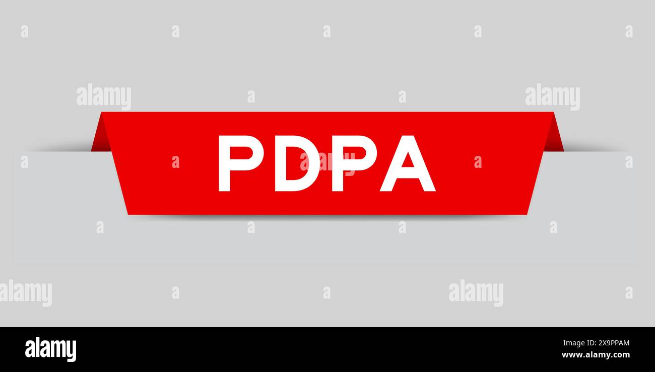 Red color inserted label with word PDPA (Abbreviation of personal data ...