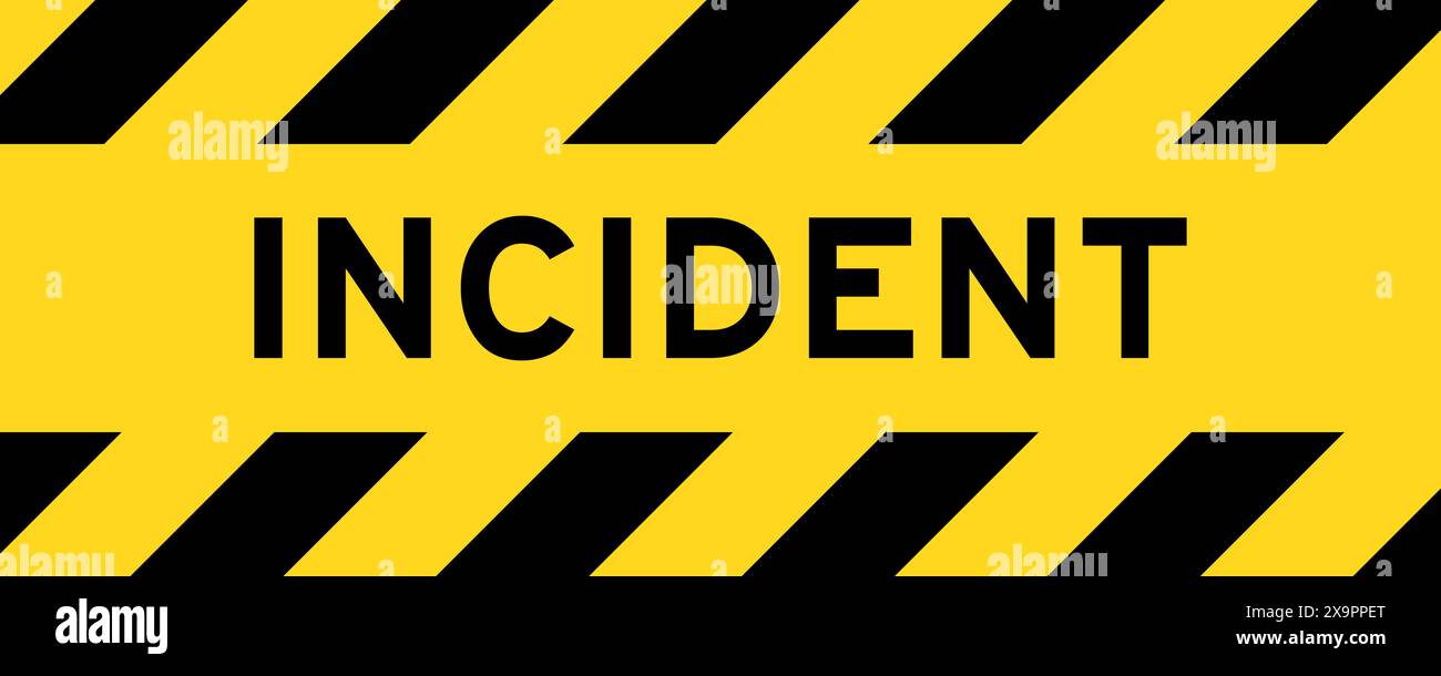 Yellow and black color with line striped label banner with word ...