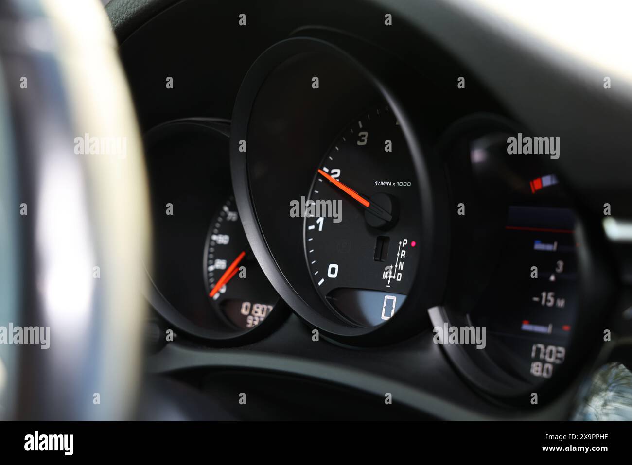 Speedometer and tachometer inside of modern car, closeup Stock Photo ...