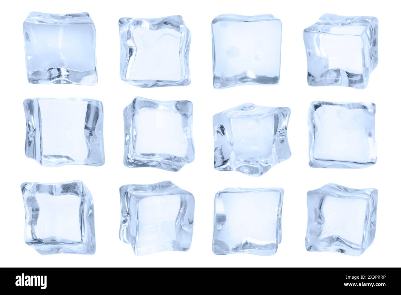 Crystal clear ice cubes isolated on white, set Stock Photo - Alamy