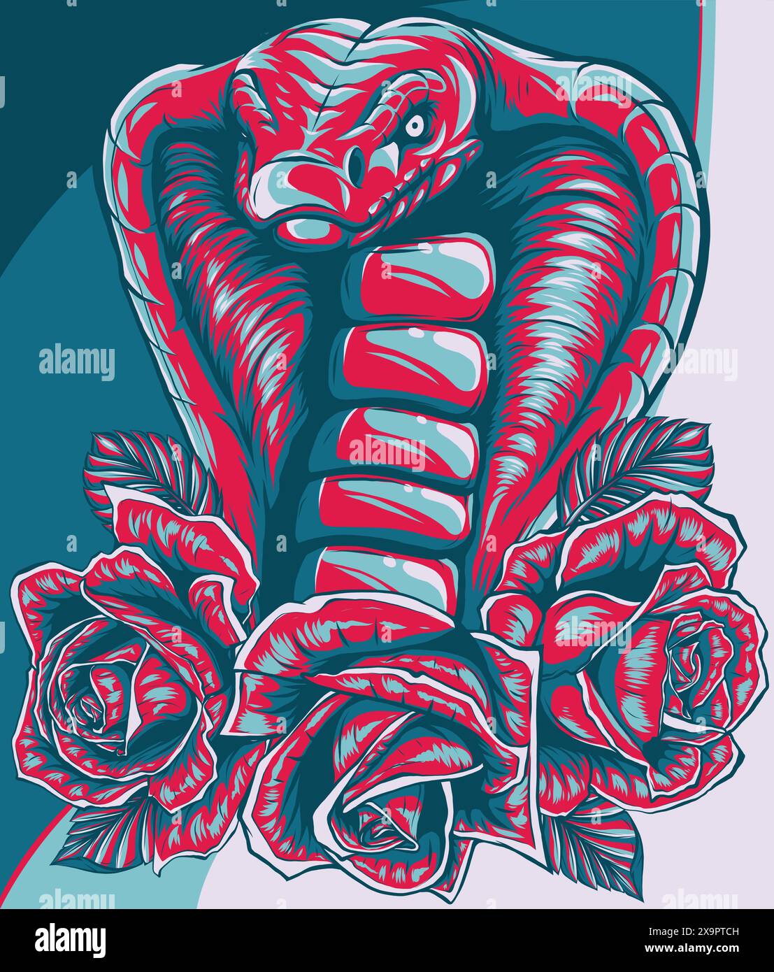 vector illustration of cobra head with rose Stock Vector Image & Art ...