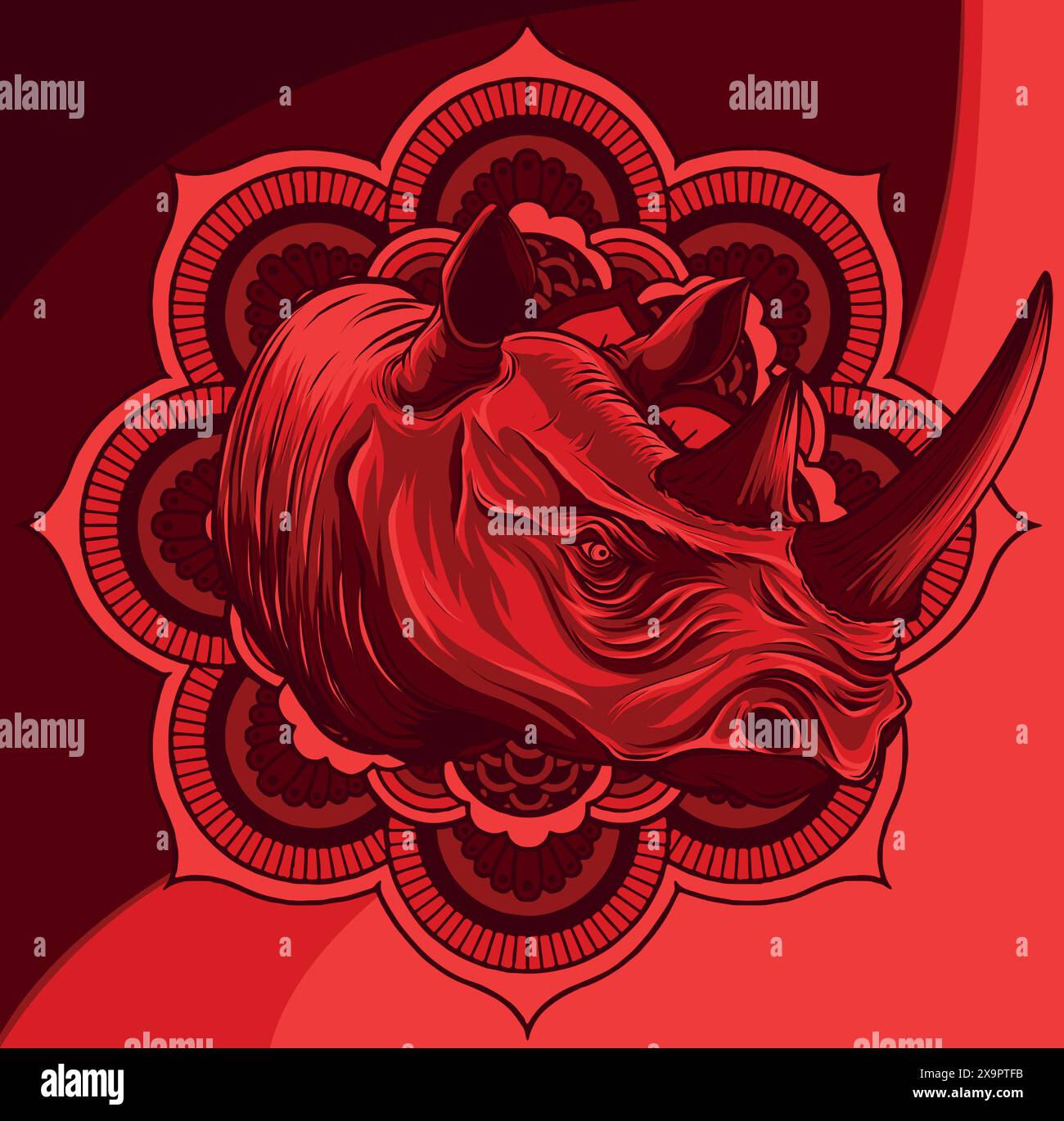 Vector illustration of rhinoceros head with decorative elements Stock ...