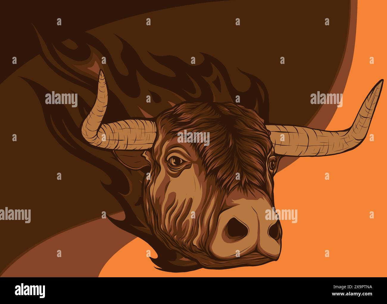 vector illustration of Bull head in flame Stock Vector Image & Art - Alamy