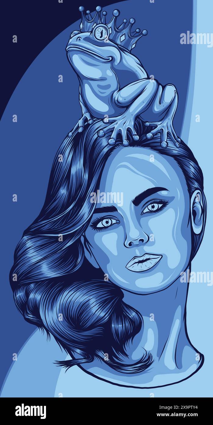 vector illustration of Young woman with a frog Stock Vector Image & Art ...