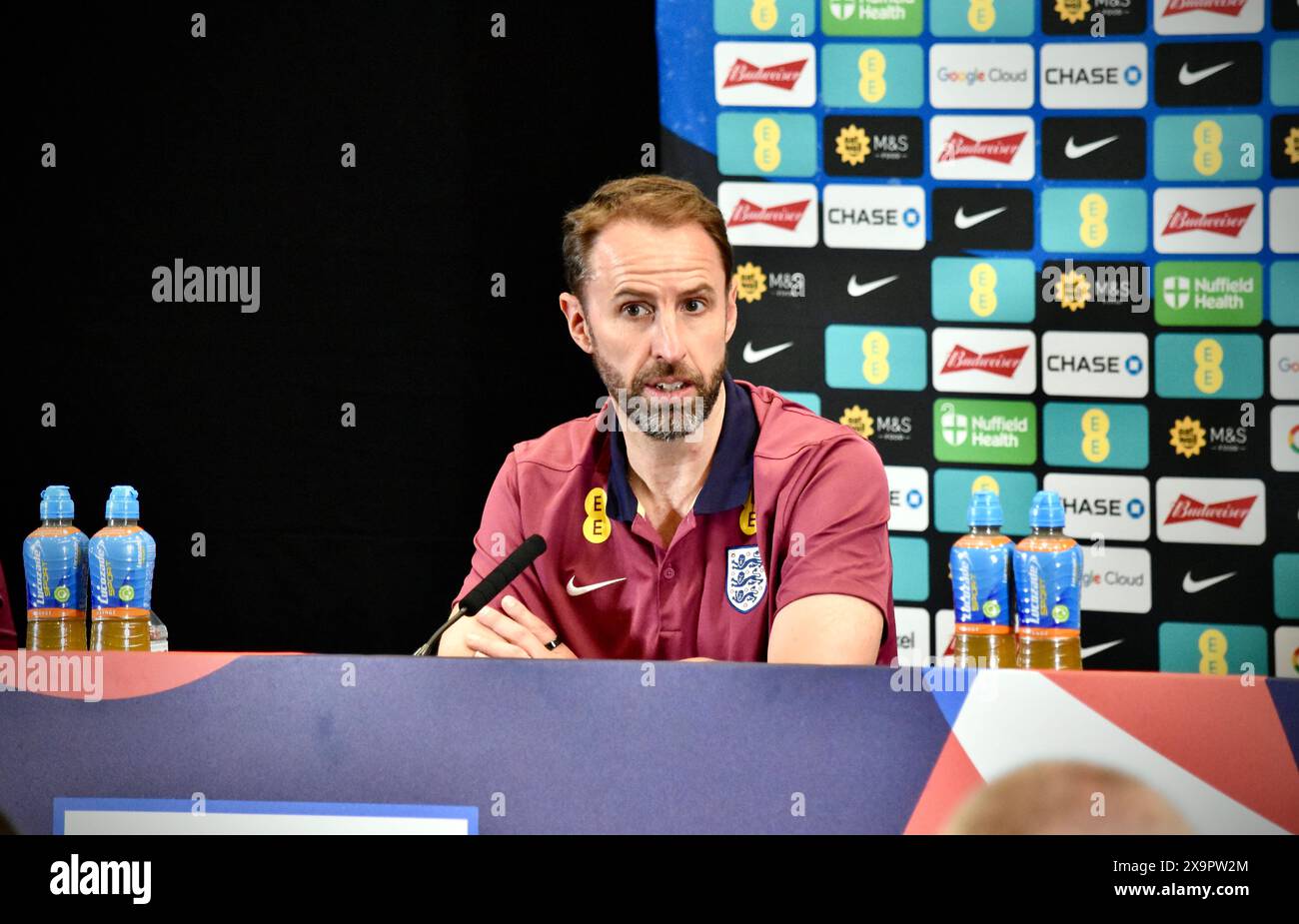 Darlington, UK. 02 Jun 2024. Gareth Southgate speaking to the media ...