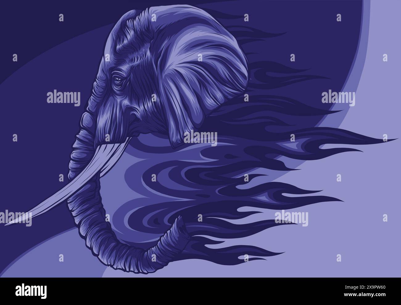 vector illustration of Elephant head with flames Stock Vector Image ...