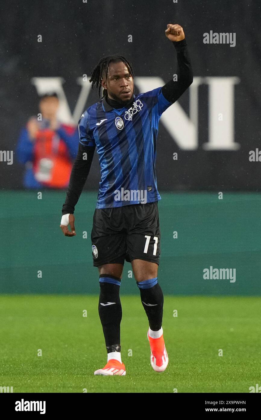 Atalanta’s Ademola Lookman celebrates after scoring 1-1 during the ...