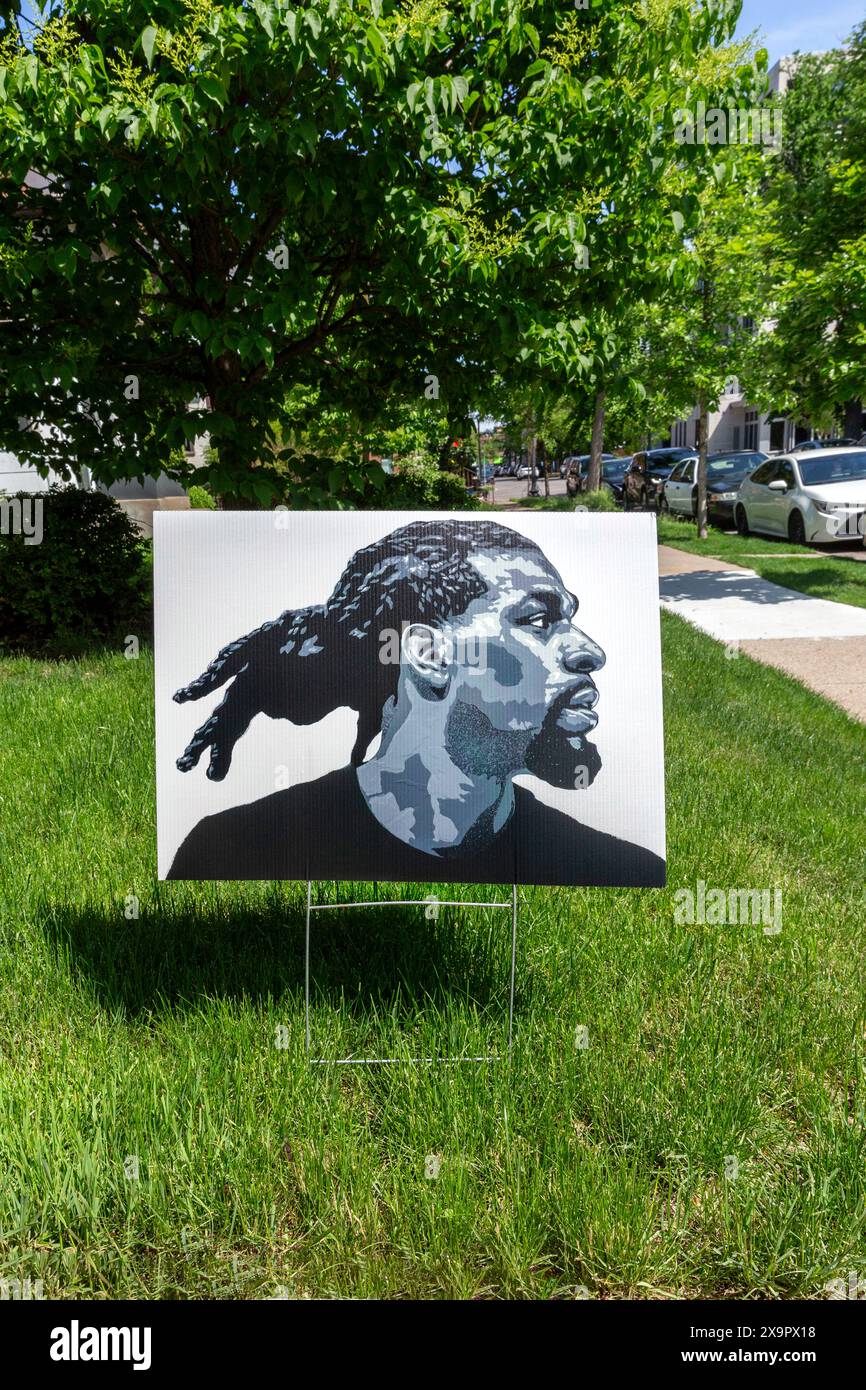 A Minneapolis yard sign depicting Minnesota Timberwolves basketball ...