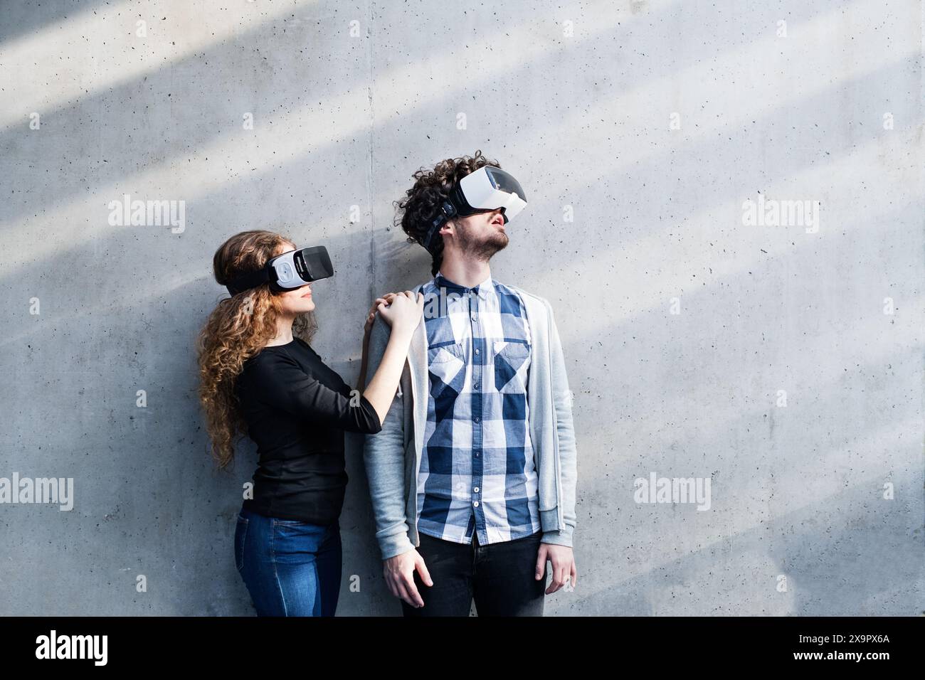 Young university students with VR headset. Virutal reality in academic ...