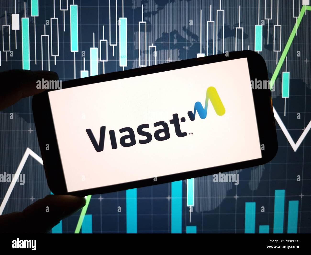 Konskie, Poland - May 30, 2024: Viasat company logo displayed on mobile ...