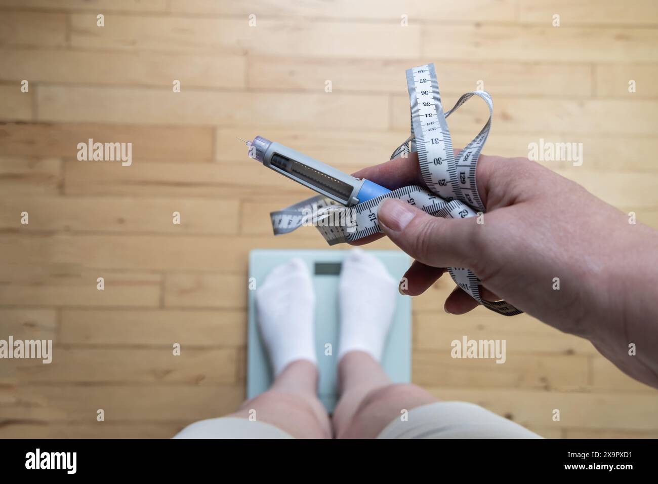 Ozempic Insulin injection pen for diabetics and weight loss. Woman ...