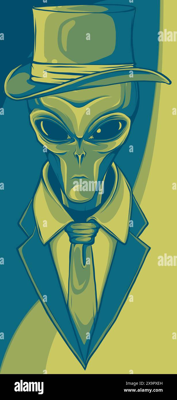 vector illustration of alien with suit on white background Stock Vector ...
