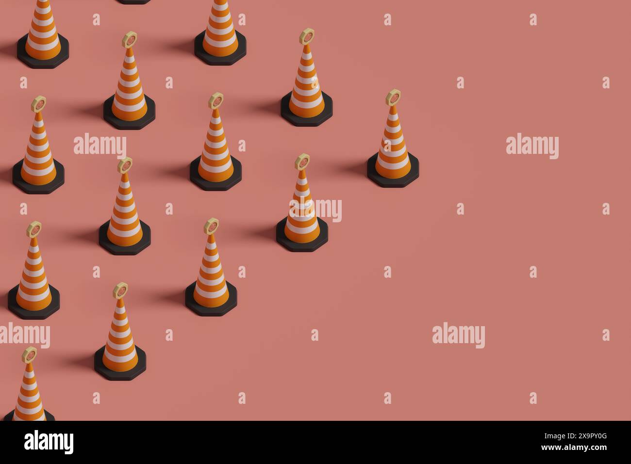 Safety cone isometric pattern. 3d illustration Stock Photo - Alamy