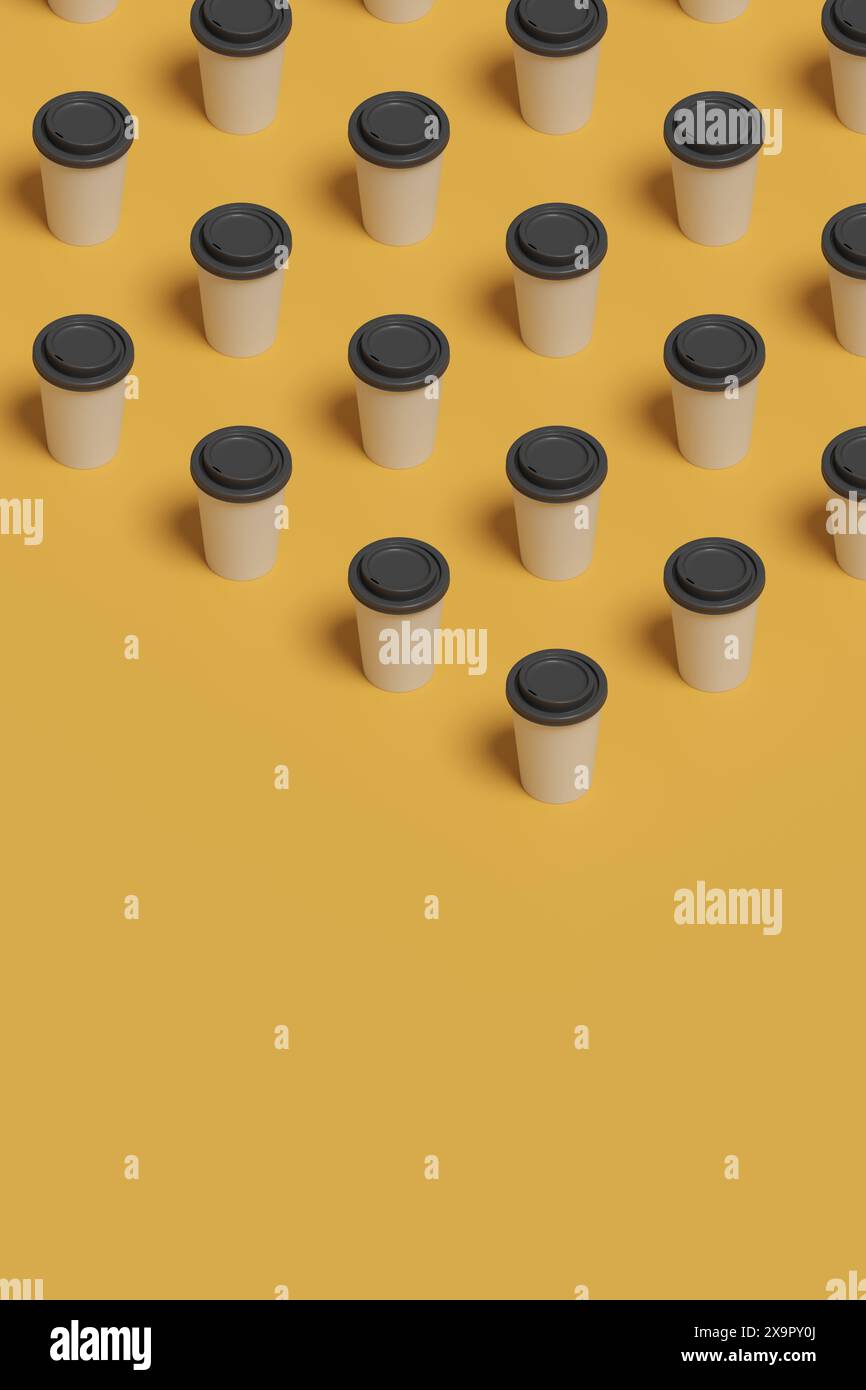 Isometric pattern of disposable paper cup of coffee. 3d illustration ...