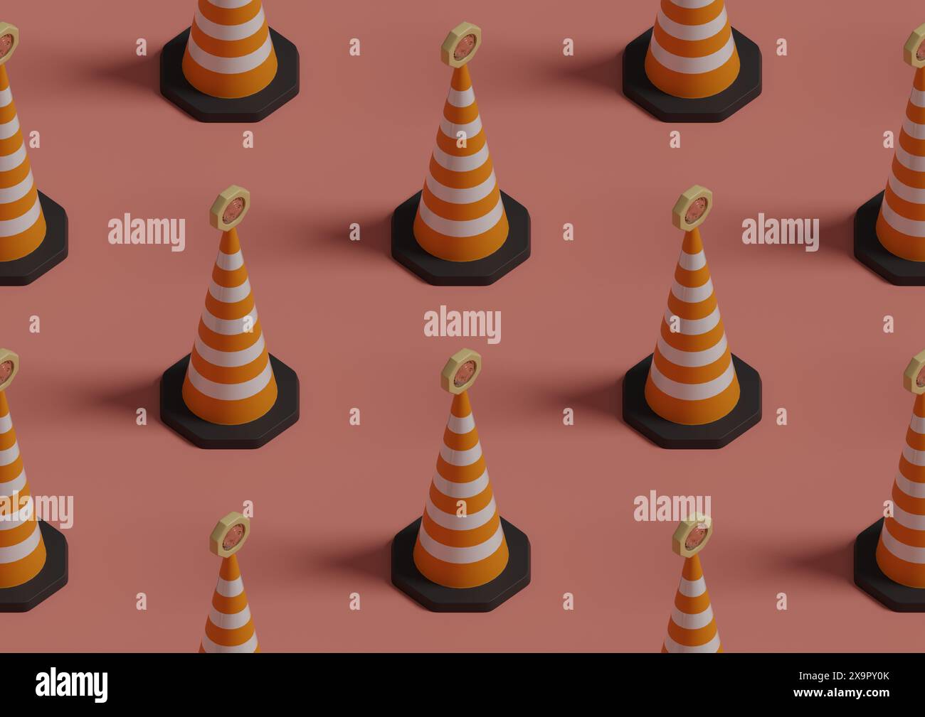 Safety cone isometric seamless pattern. 3d illustration Stock Photo - Alamy