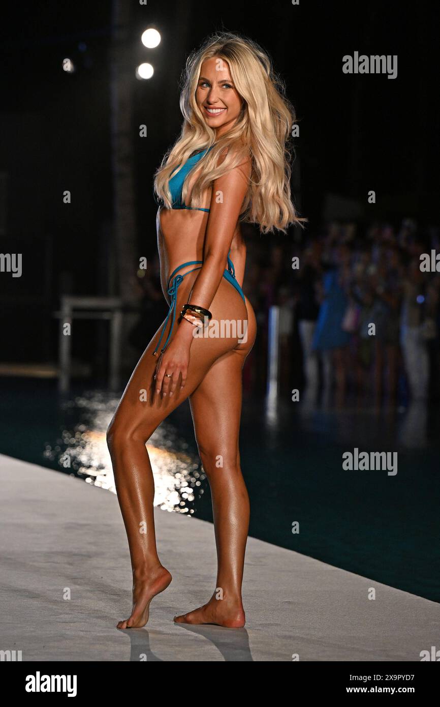 Miami Beach, FL, USA. 01st June, 2024. Alix Earle walks the runway during the Sports Illustrated ...