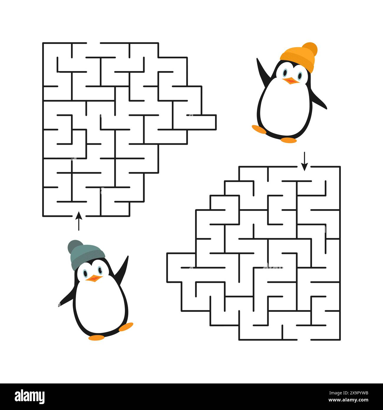 Game - a labyrinth for two with penguins for teaching children. Which ...