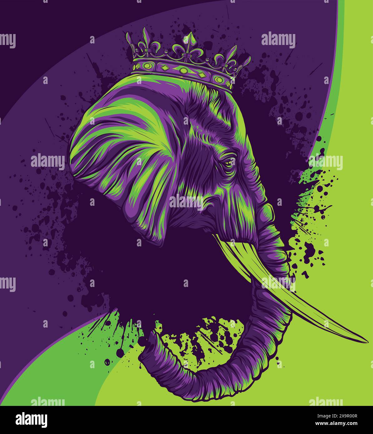 head elephant king animal artwork vector illustration Stock Vector ...