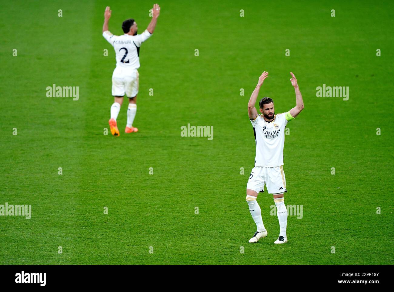 Real Madrid's Nacho Fernandez celebrates after team-mate Daniel ...
