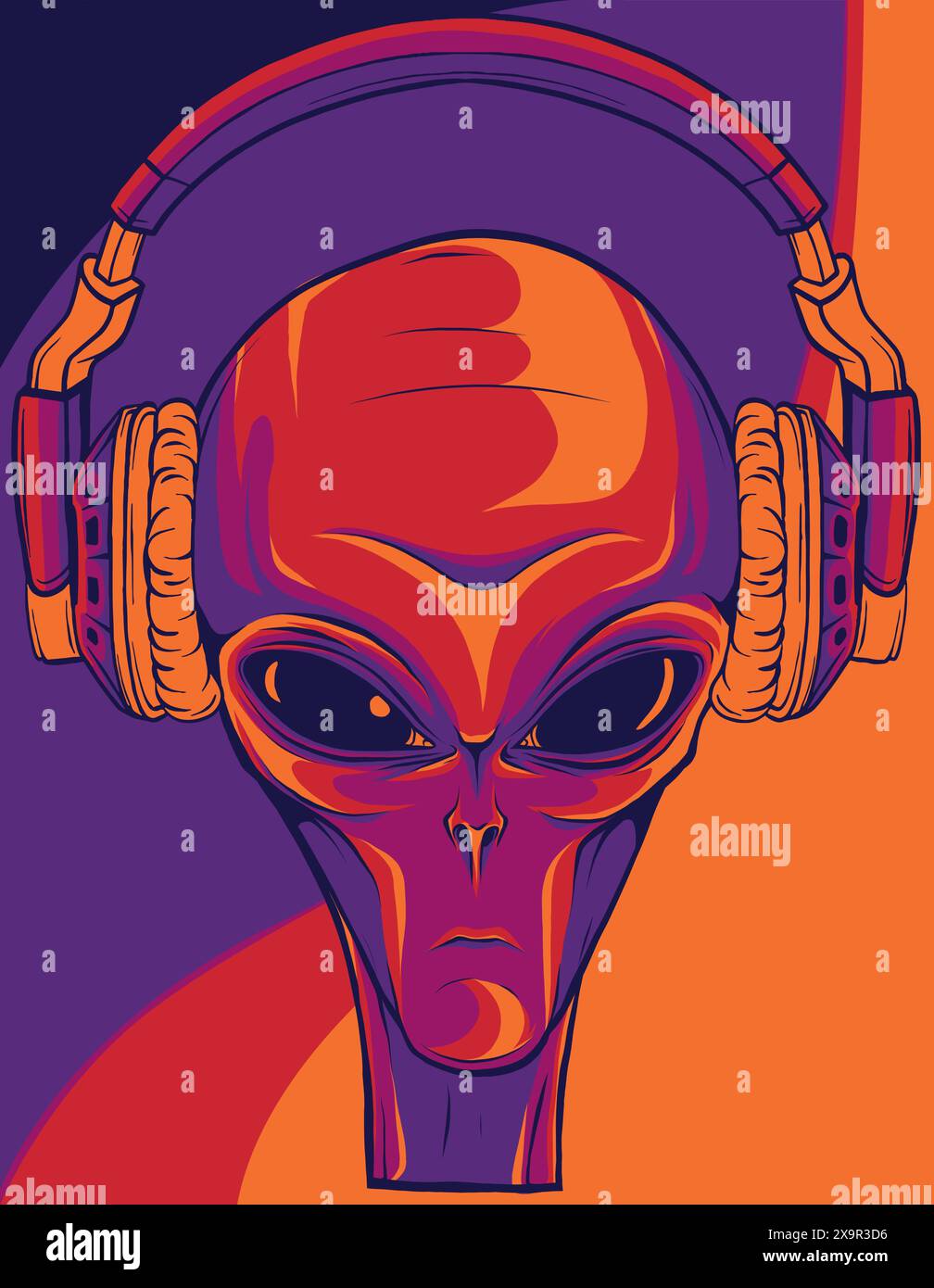 vector illustration of Alien head with headphones Stock Vector Image ...