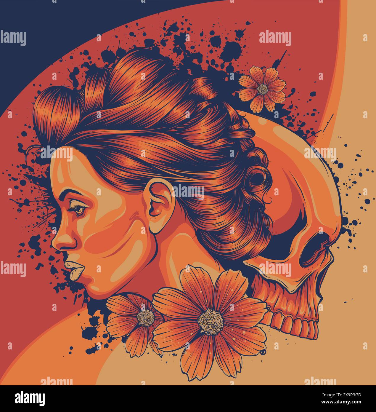 vector illustration of Dead girl with skull Stock Vector Image & Art ...