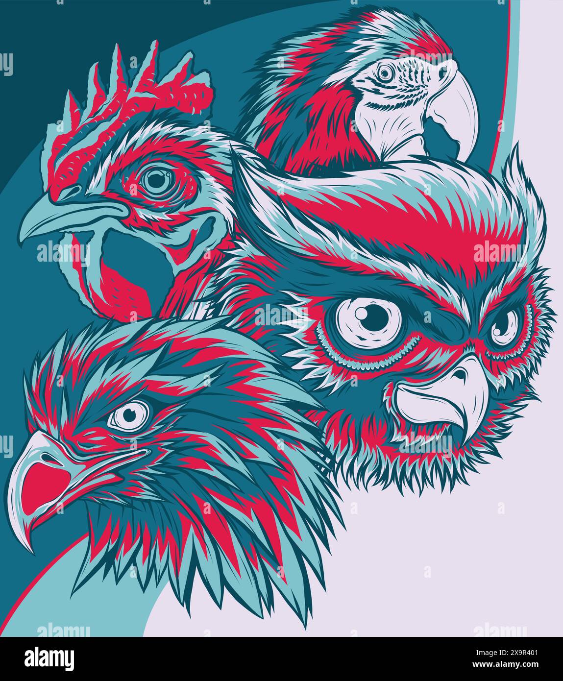 vector illustration of birds head on white background Stock Vector ...