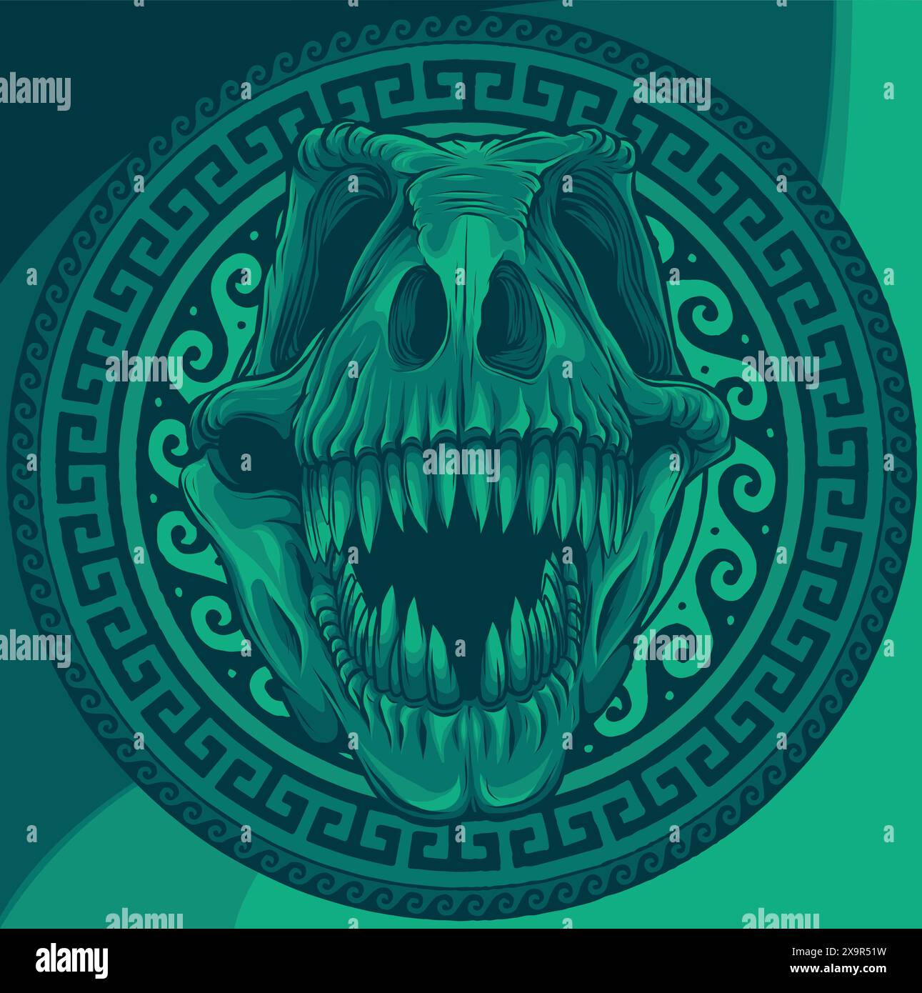 vector illustration of t rex skull with ornaments Stock Vector Image & Art - Alamy