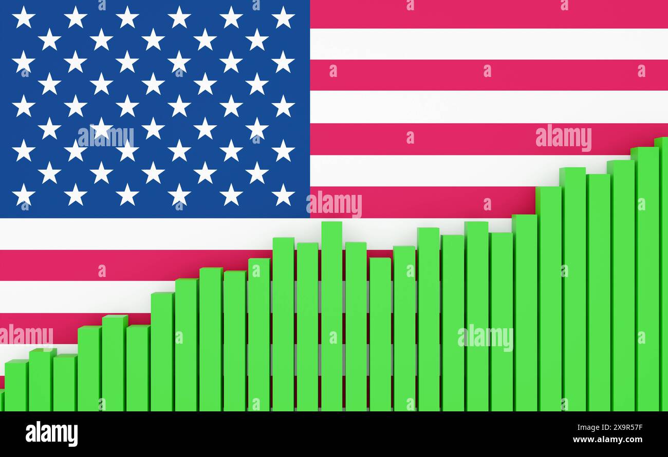 United States, bar graph up, growth. United States, rising bar chart ...