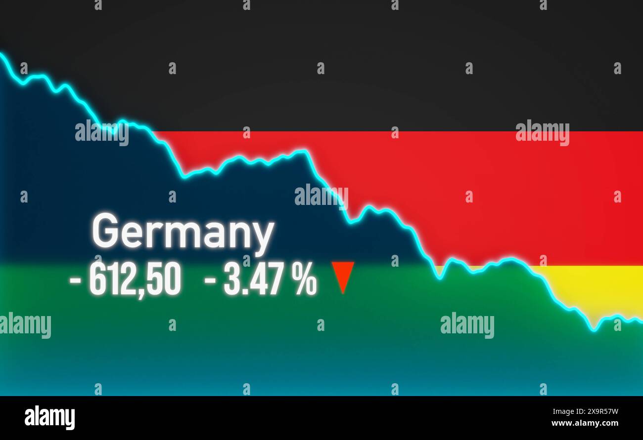 Germany stock market down, falling chart. Germany stock market down ...