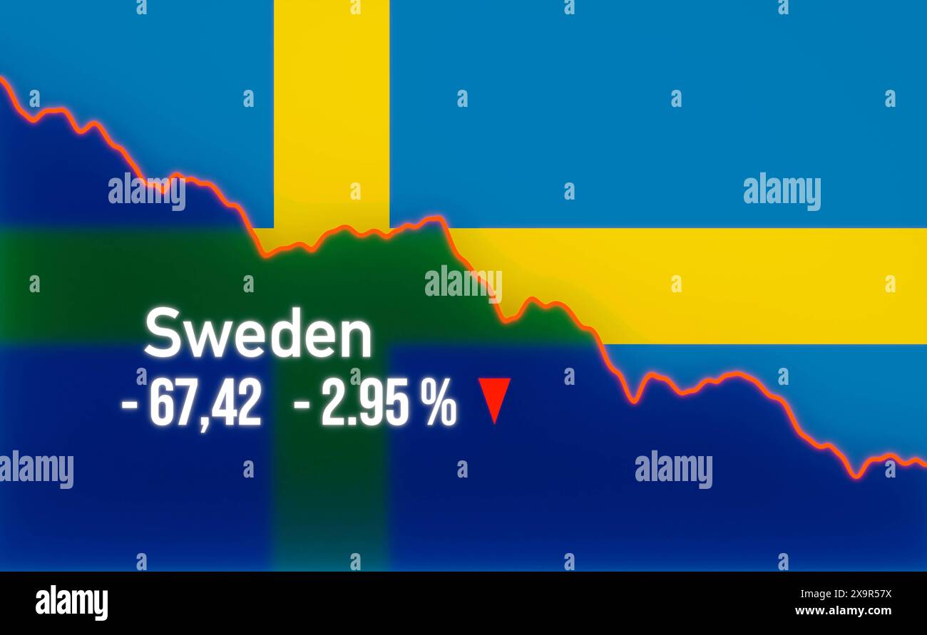 Sweden stock market down, falling chart. Sweden stock market down ...