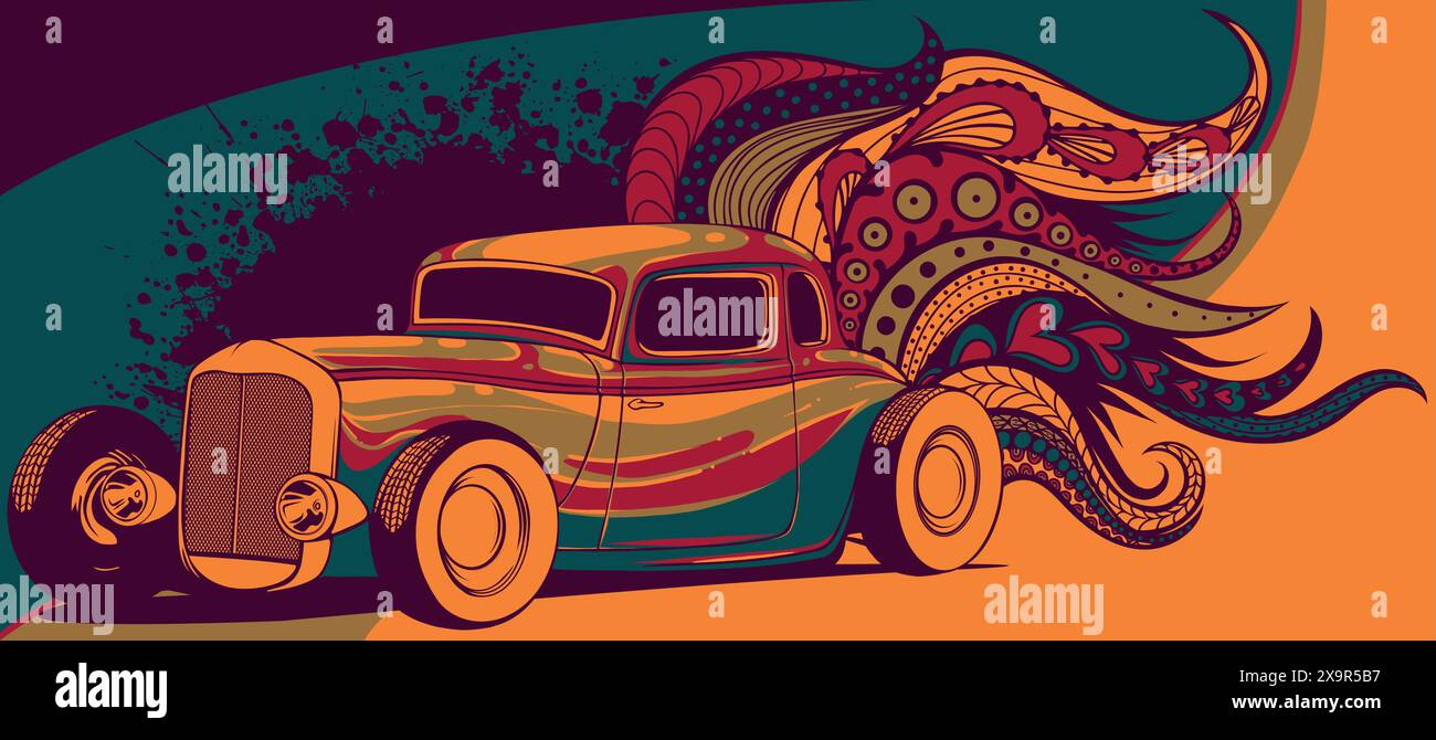 vector illustration of Classic Custom Rod Car Stock Vector Image & Art ...