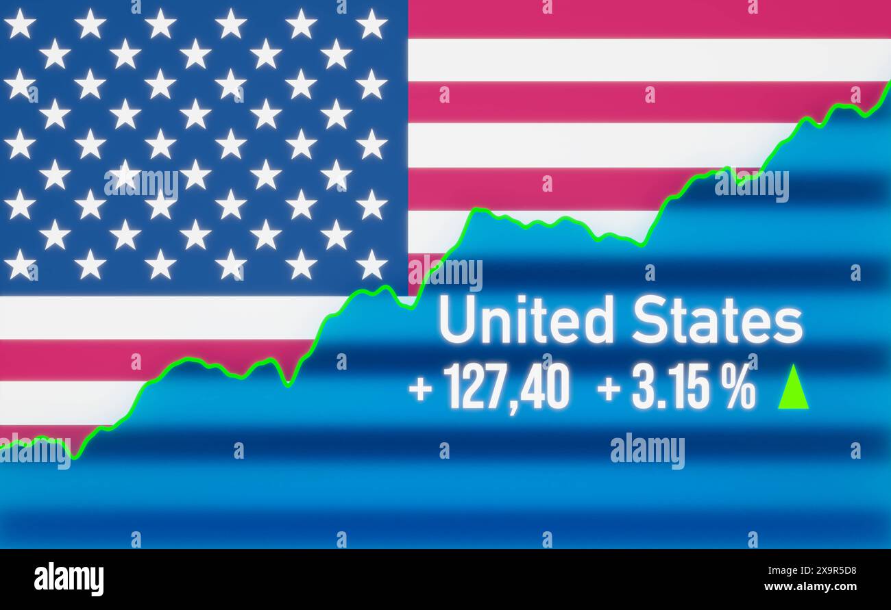 United States stock market up, rising chart. United States stock market ...