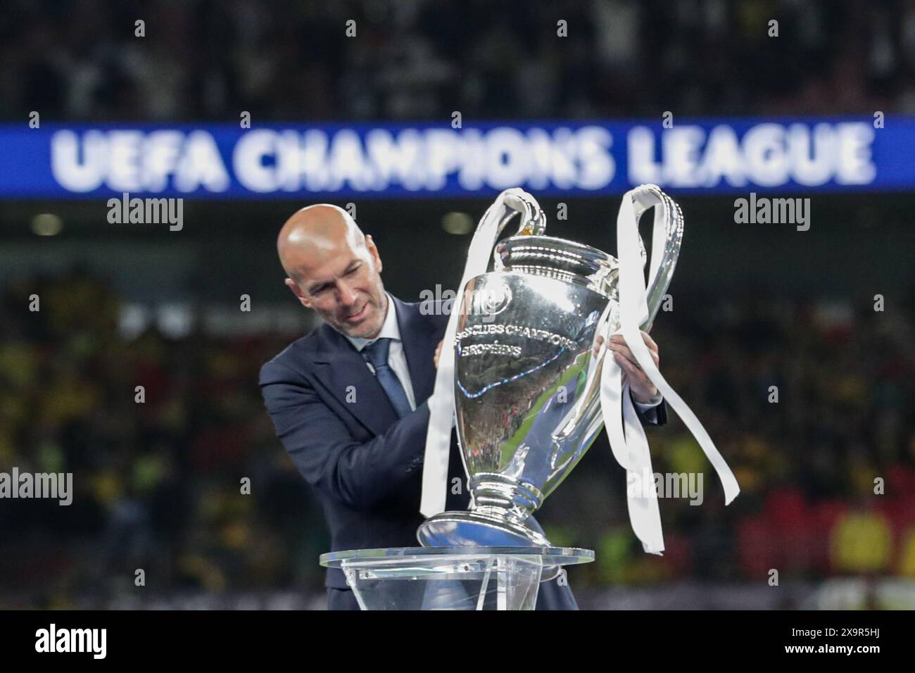 London, UK. 01st June, 2024. Zinédine Zidane seen holding a trophy ...