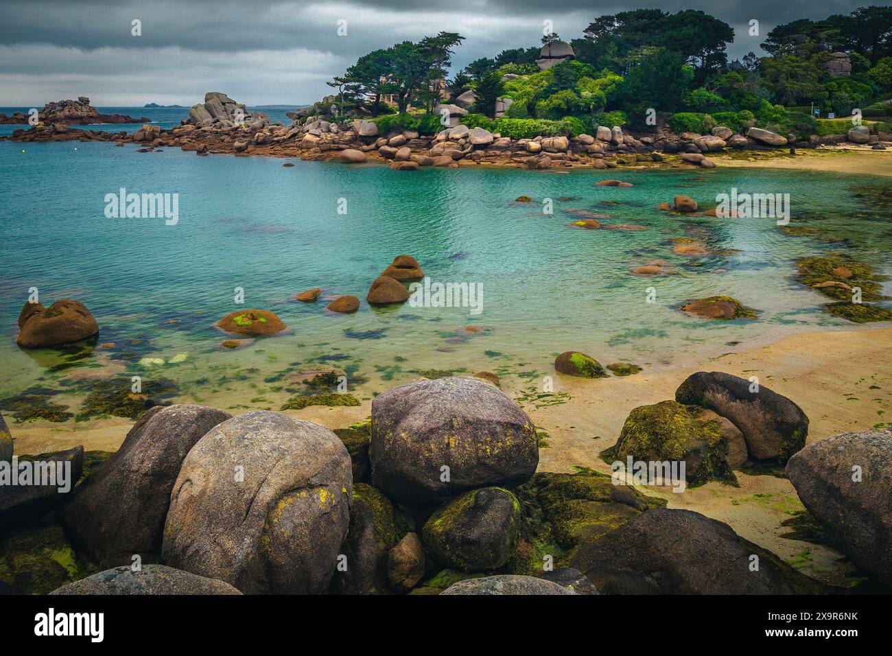 One of the most beautiful and famous beach in France. Pink granite ...