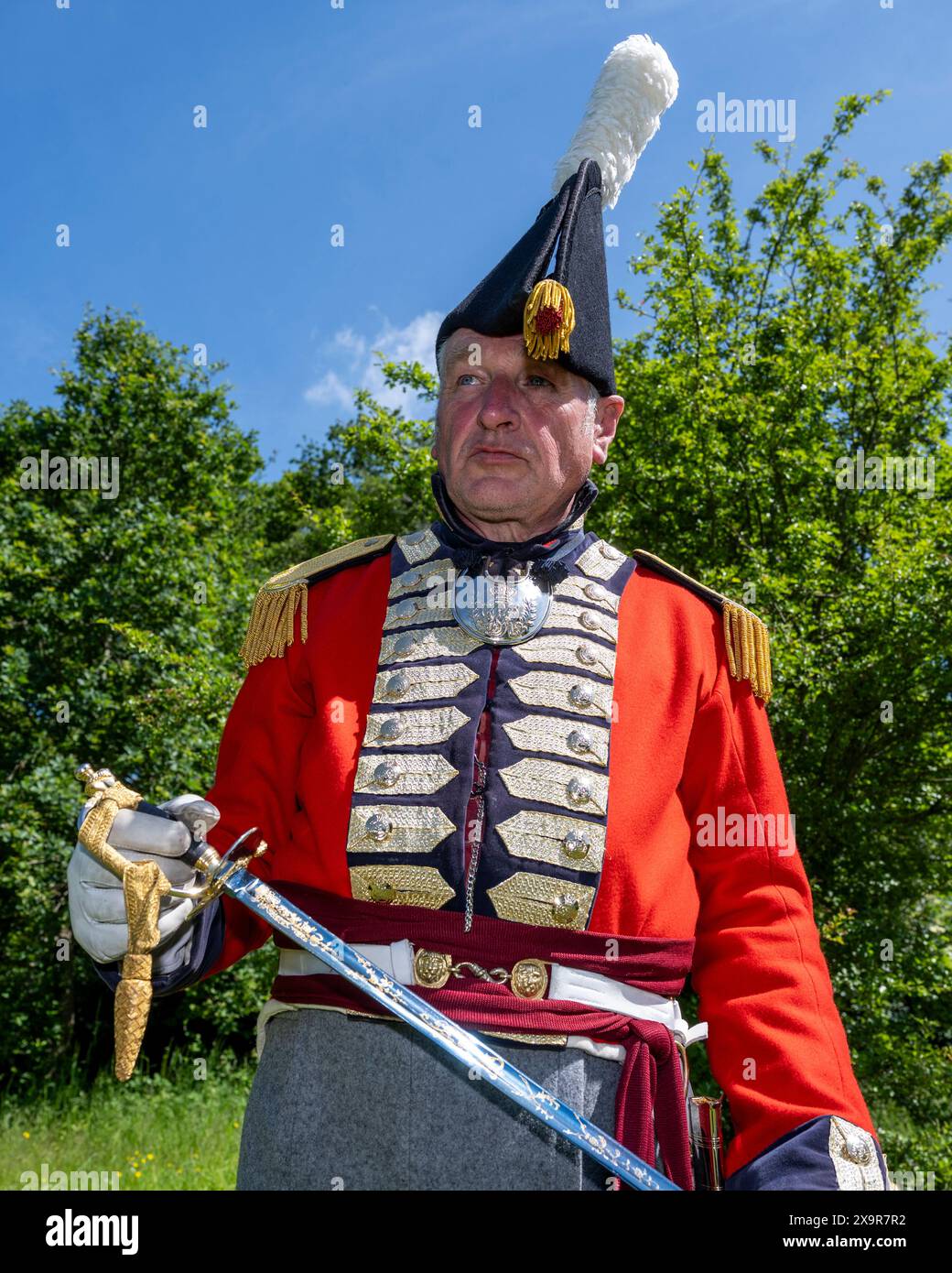 Chalfont, UK. 2 June 2024. A Captain of the Royal Engineers re-enactor ...