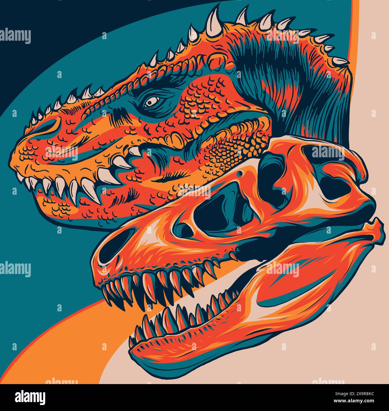 cartoon t-rex who was very angry, staring and grinning vector Stock ...