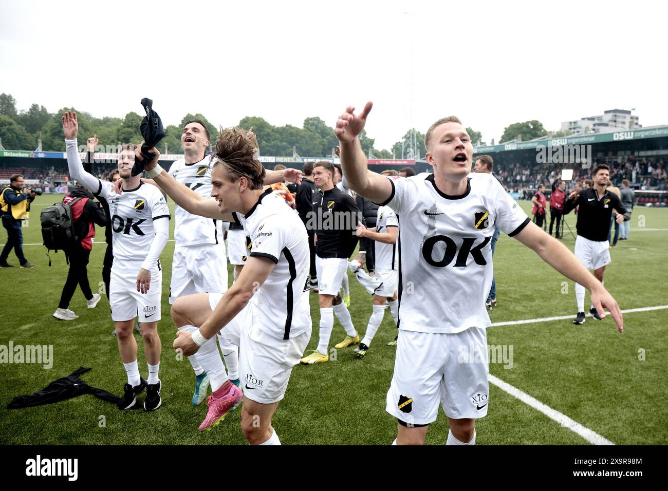 ROTTERDAM - NAC Breda goalkeeper Pepijn van de Merbel, Boyd Lucassen of ...